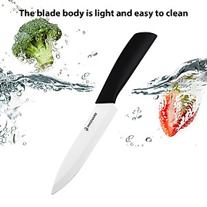 Magiware Classic 3PCS Ceramic Knife Set with Cover, Super Sharp Never Rust Healthy (6" Ceramic Chef Knife, 5" Solution Knife，4 "Classic Paring Knife)