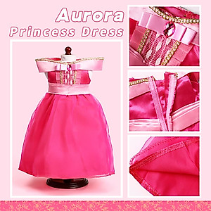 18-Inch Doll Clothes Princess Dress 5 Pc Pincess Dress Set Includes Cinderella, Belle, Snow White, Rapunzel and Aurora Fits 18" Dolls