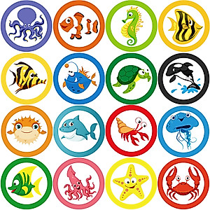 Woanger 240 Pieces Toilet Targets for Boys, Ocean Animals Potty Training Flushable Targets Sea Creatures Potty Training Stickers 2 Inch Pee Stickers Color Changing Pee Targets