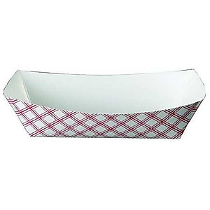 Empress 3lb Paper Red Plaid Food Tray 500 per case