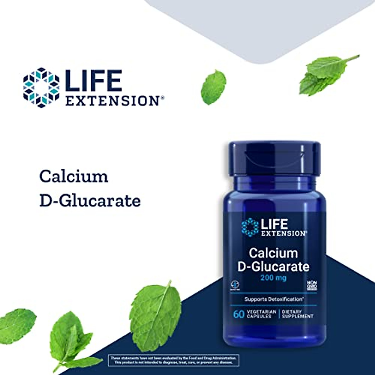Life Extension Calcium D-glucarate 200mg - Detox, Liver Health Supplement - Supports Healthy Inflammatory Response - Once Daily, Gluten-free, Non-GMO, 60 Vegetable Capsules