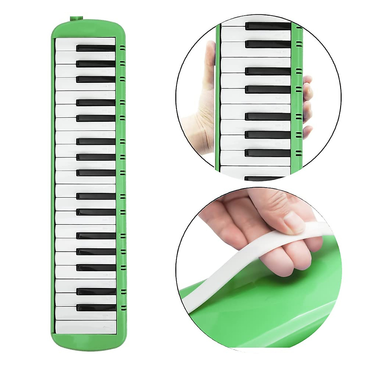 37 Keys Melodica Air Piano Keyboard Pianica Wind Musical Instrument for Beginner Professional Training(green)