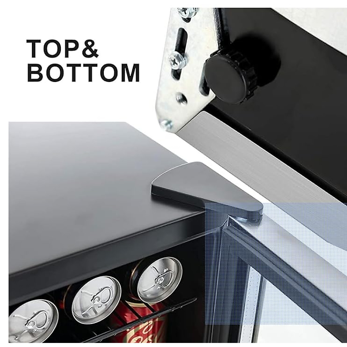 muhub 65 Can Beverage Cooler and Refrigerator, Mini Fridge with Glass Door and Adjustable Removable Shelves,Stainless Steel, for Home, Office or Bar(1.6 Cu.Ft.)