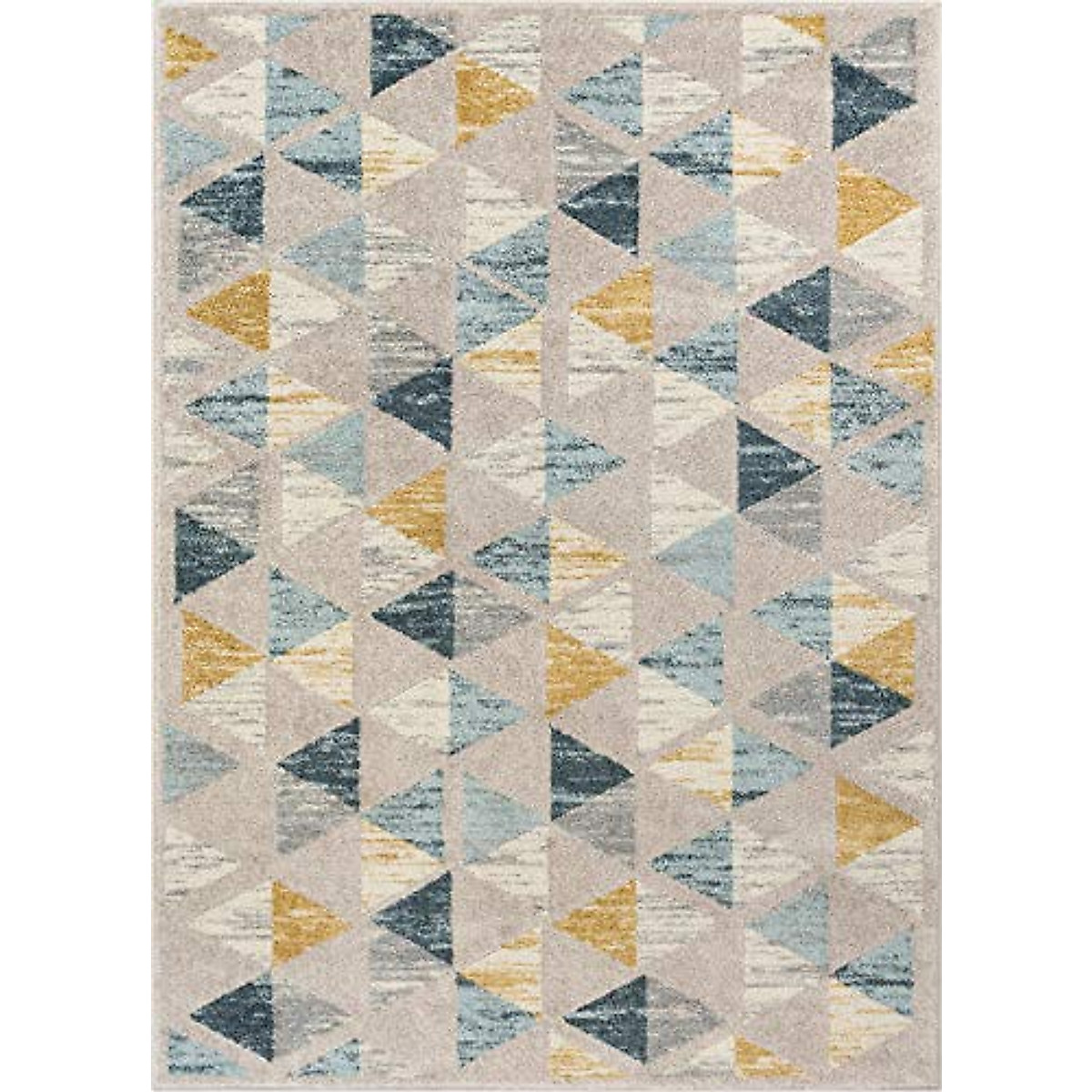 Well Woven Mystic Simone Gold Modern Geometric 5'3" x 7'3" Distressed Area Rug