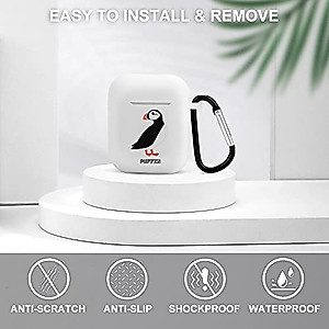 Cute Puffin Bird Silicone AirPods Case Protective Cover Compatible with AirPods 2 & 1 with Keychain
