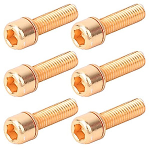 Bicycle Stem, 6 Pcs Bike Steering Handlebar Screw with Spacer for Road Bike for Fixing Gear(Gold one Card/6 pcs)