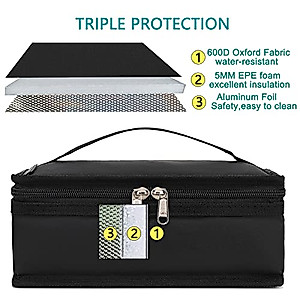 FlowFly Small Insulated Lunch box Portable Soft Bag Mini Cooler Thermal Meal Tote Kit with Handle for Work & School, Black