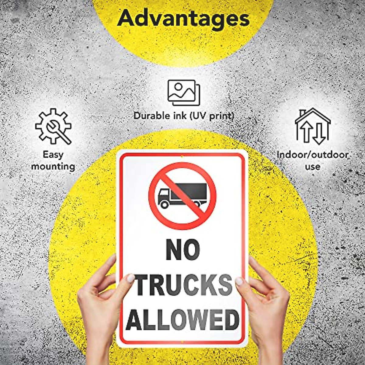 No Trucks Sign - 8x12 Aluminum No Big Trucks Sign - No Truck Parking Signs - No Trucks Allowed Sign - Private Road No Truck Turnaround Sign