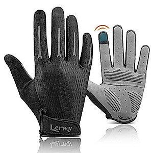 LERWAY Cycling Gloves Mountain Bike Gloves: Touch Screen Full Finger Gloves Lightweight MTB Bicycle Gloves for Men Women Breathable Anti-Skid Shock-Absorbing Padded Gloves for Summer Biking Running