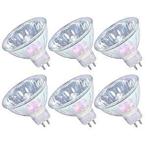GECXGY MR16 Light Bulbs 50W 12V 2 Pin GU5.3 Base Dimmable, Spot Light Bulbs, Indoor Spot 50W MR16 Bulbs with Clear Glass Cover, 6 Pack