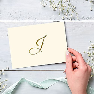 Designer Greetings Monogram Boxed Note Cards, Personalized Stationery Set (10 Count), Letter J