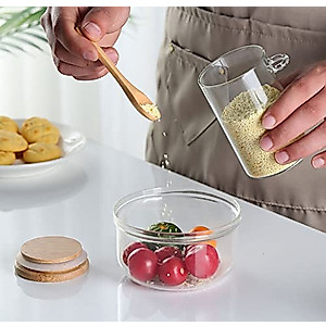 Glass Jars with Bamboo Lids and Spoon Airtight, 18.5Oz Food Storage Containers for Sugar Coffee Nuts, Glass Kitchen Canisters for Flour, Cookie, Candy, Matcha Tea, Oats and Spice Jars