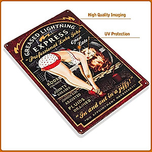 dingleiever-Greased Lightning Pin Up Girl Sign This ''Professional Lube Jobs'' pin up Girl Sign is a Great Garage or Man cave Sign
