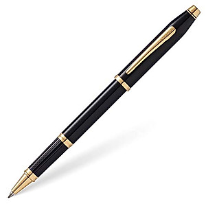 Cross Century II, Black, Selectip Rolling Ball Pen with 23 Karat Gold Plated Appointments (2504)