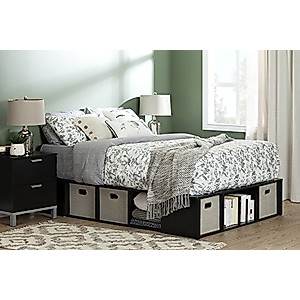 South Shore Flexible Bed with Storage and Baskets Black Oak, Contemporary