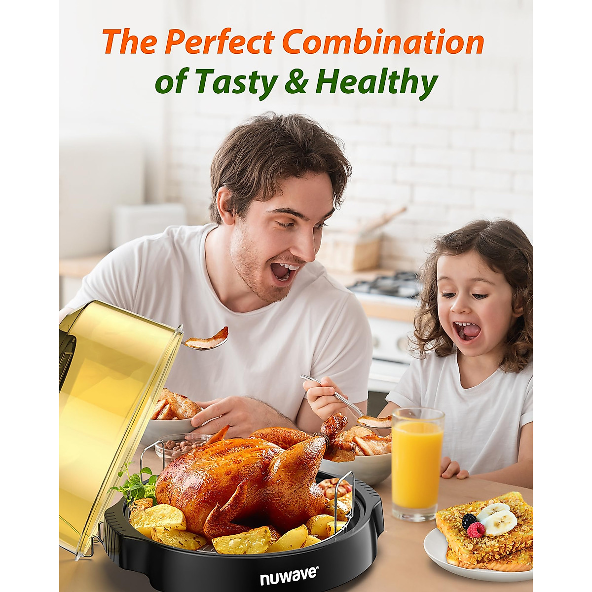 Nuwave Oven Pro Plus Air Fryer, Infra-Red Countertop, 2025 Advanced Convection, No Defrosting or Preheating, Cook Fresh or Frozen, Durable Power Dome, 100 Presets & 50 Memory, PFAS Free, Black