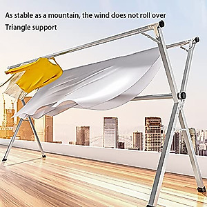 AKDXM Portable Drying Rack Foldable Bold Stainless Steel Hanger Adjustable Large-Capacity Metal Hanger Windproof Hook Suitable Indoor Outdoor Simple Clothes Poles,120 to 160x75x1400cm