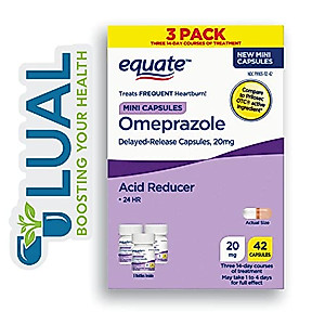 Equate Omeprazole Mini Capsules 20 mg, Acid Reducer, 42 Count + Luall Fridge Magnet