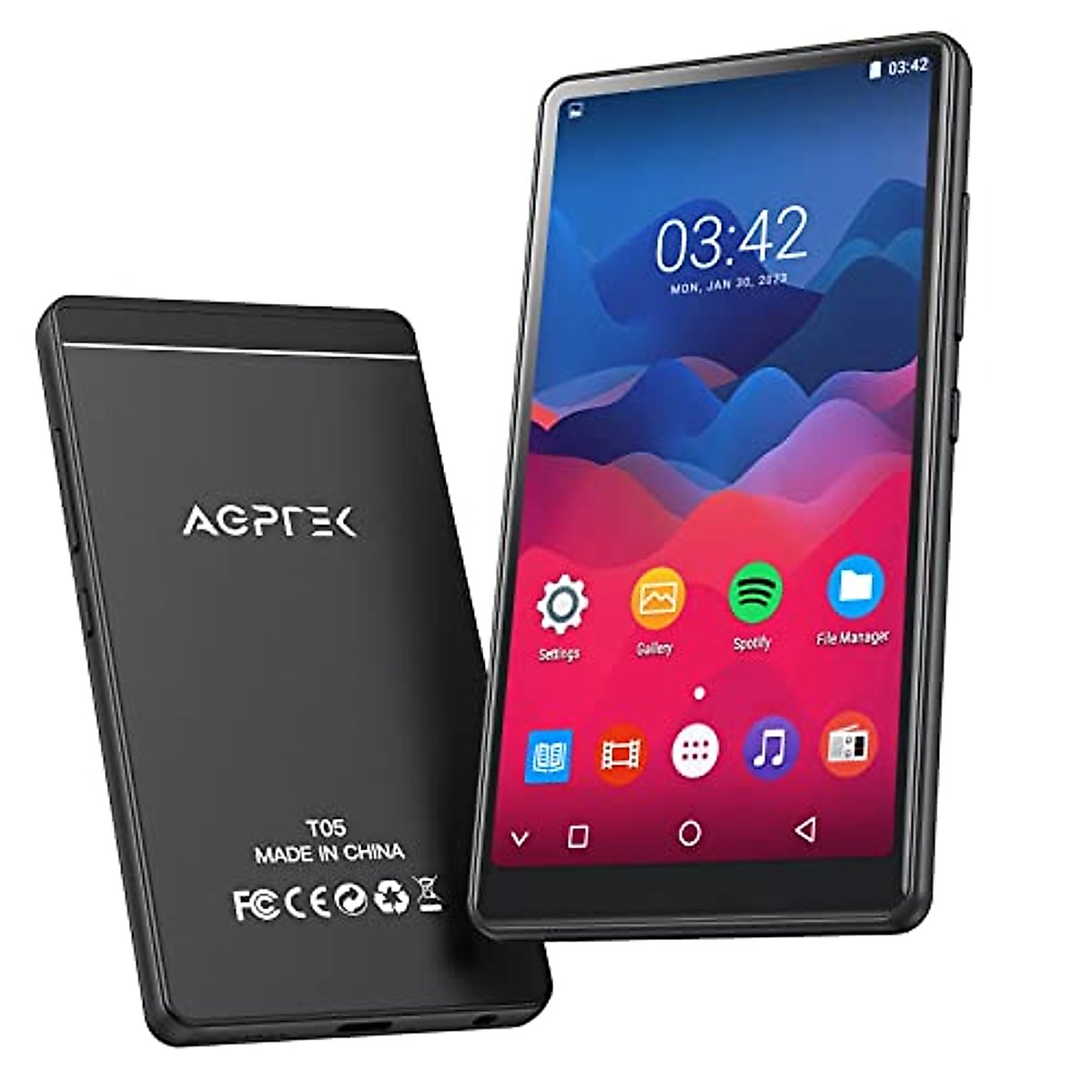 AGPTEK 40GB MP3 Player with Bluetooth and WiFi, 4" Full Touch Screen MP4 Player with Spotify, Android Online Music Player with Speaker, FM Radio, Expandable Up to 32GB