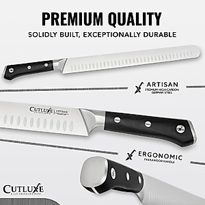 Cutluxe BBQ Carving Knife Set – Brisket Slicing Knife and Boning Knife for Meat Cutting – Professional Knife with Razor Sharp German Steel, Full Tang, Ergonomic Handles – Artisan Series