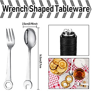 Yungyan 3 Pieces Tyre Water Bottle Gift for Man Stainless Steel Coffee Tea Mug Mechanic Gifts with Tool Fork and Spoon for Christmas Car Lover Father Birthday Gift