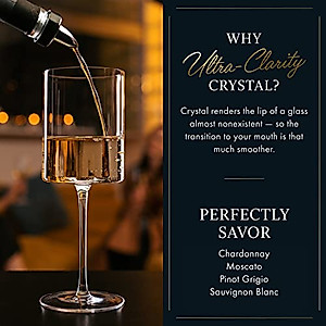 Crystal Wine Glasses, Modern & Elegant Square Glass Set of 2, Large Red Wine or White Wine Glass - Unique Gift for Women, Men, Wedding, Anniversary - 14oz