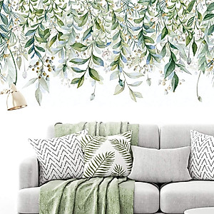 Amaonm 3D Removable Hanging Green Leaves Wall Decor Wall Decals Plants Leaf Wall Stickers Murals for Home Wall Background Kids Girsl Baby Bedroom Nursery Living Room Classroom Office (C11)