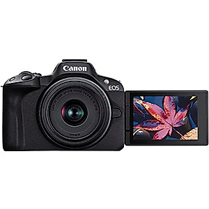 Canon EOS R50 4K Video Mirrorless Camera with RF-S 18-45mm f/4.5-6.3 is STM Lens and 20 Essential Accessories for Content Creators (Renewed), Black
