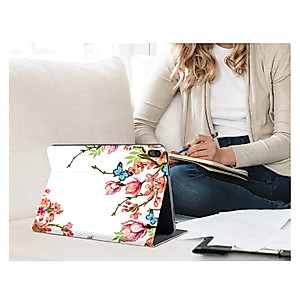 Case for iPad Air 11-Inch 2024, Case for iPad Air Case 5th/4th Generation 10.9 Inch, Case for iPad Air 11 Multi-Angle View Shockproof Case with Adjustable Stand Auto Wake/Sleep,Flowers Hummingbird