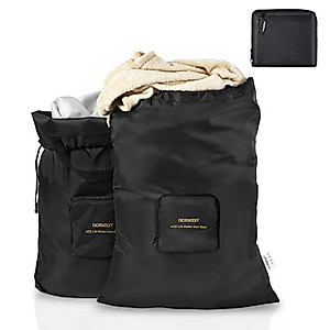 aceyoon 2PCS Extra Large Travel Laundry Bag, 43.5x27.6 inch Collapsible Drawstring Dirty Clothes Storage Bag Waterproof Travel Organizer Bags Fit for Home Travel and College Dorm
