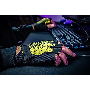 Ironclad PC Gaming Gloves, Precision Fit, Performance Silicone Grip, Moisture Wicking Construction, 1 Pair, ES-IPC-04-L, Black/Yellow, Large