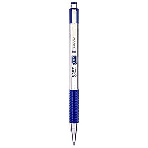Zebra Pens Fine Point F 301, Combo Pack of 2 BLACK INK & 2 BLUE INK metal pens (Total of 4 Pens), Ballpoint Stainless Steel Retractable 0.7mm fine point ink pens