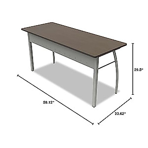 Linea Italia TR742MOC Trento Line Rectangular Desk, 59-1/8w x 23-5/8d x 29-1/2h, Mocha/Gray