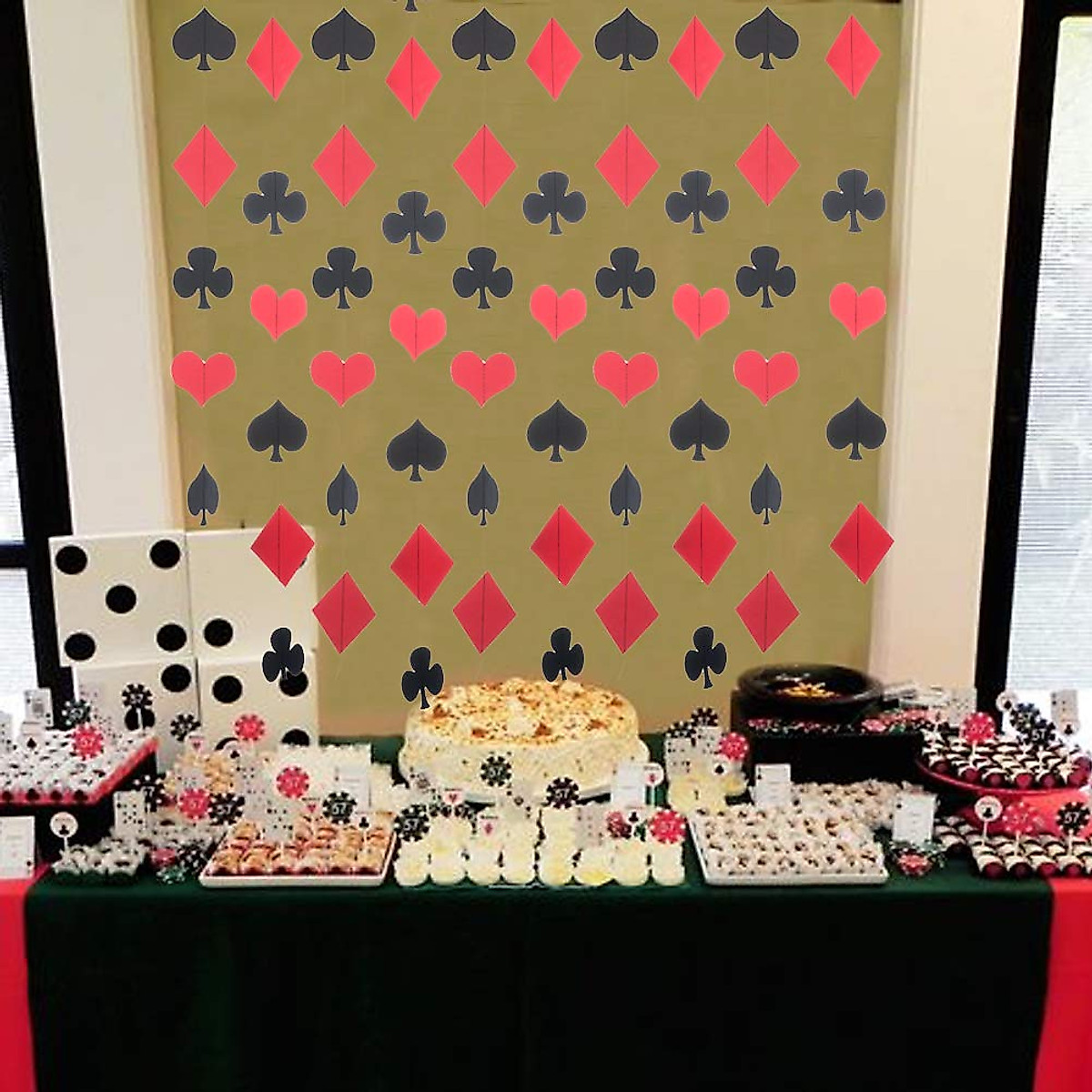 MOWO Casino Confetti Table Decoration and Las Vegas Theme Party Decoration (Black,red,200pc)