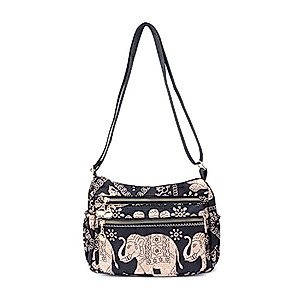LUPBOK Women Elephant Hobo Shoulder Bag Multi Pocket Casual Crossbody Bag Lightweight Cross-Body Handbags Side Bag