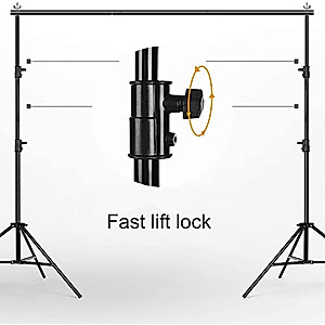 MOUNTDOG Photo Studio Backdrop Support System, 10FT Adjustable Photography Background Stand Kit with Backdrop Clamps, 2 Sandbags, and Carrying Bag for Portrait & Studio Photography