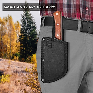 UniqueFire Full Tang 5.8 Inch Meat Cleaver, Sharp Mini Chefs Knife, Carbon steel Handmade Blade, Perfect Outdoor Gift, Mini Camping Knife with Sheath for BBQ, Fishing, Hiking