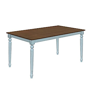 Merax Dining Table Sets, 6 Piece Dining Table Set with Bench, Wooden Kitchen Table Set with 4 Padded Dining Chairs, Home Furniture Dining Set, Walnut+Blue