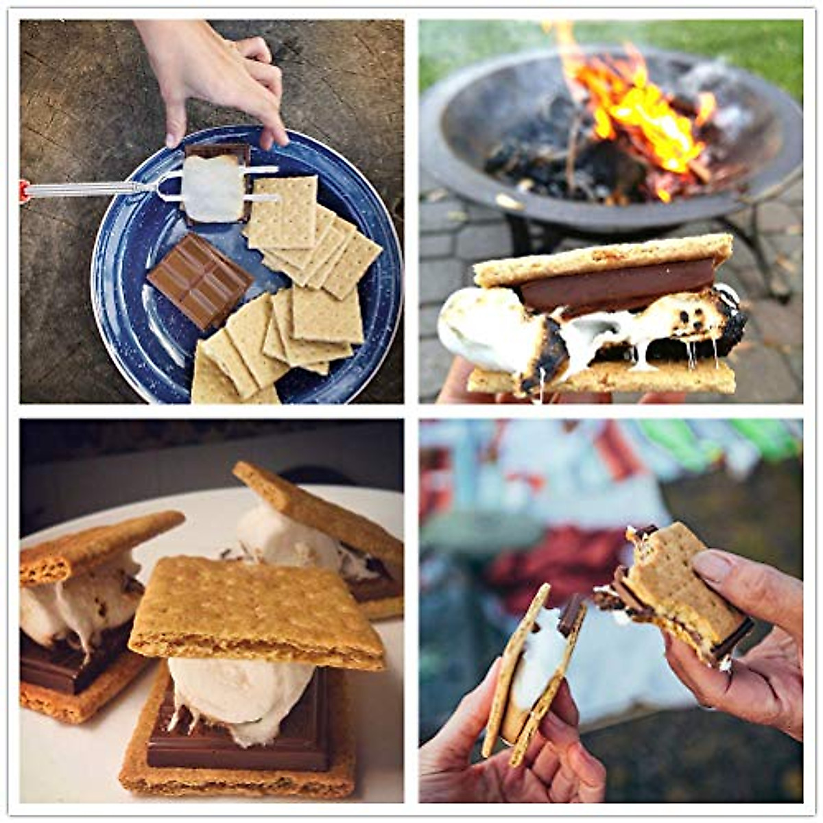 Fzbjayoon Marshmallow Roasting Sticks Set of 15 Smores Skewers Camping Cookware 32 Inch Campfire Roasting Sticks for Kids