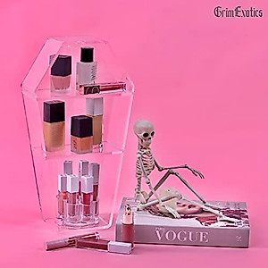 GrimExotics Acrylic Coffin Shelf – Spooky Gothic Decor for Home, Clear Acrylic Funko Pop Display Shelf for Wall and Table Top with Removable Shelves – 15 inches Tall by 8 inches Wide