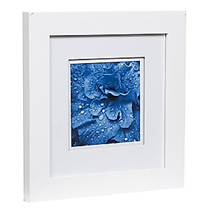 Gallery Solutions Wall Mount or Tabletop Double Picture Frame, 8x8 Matted To 5x5, White
