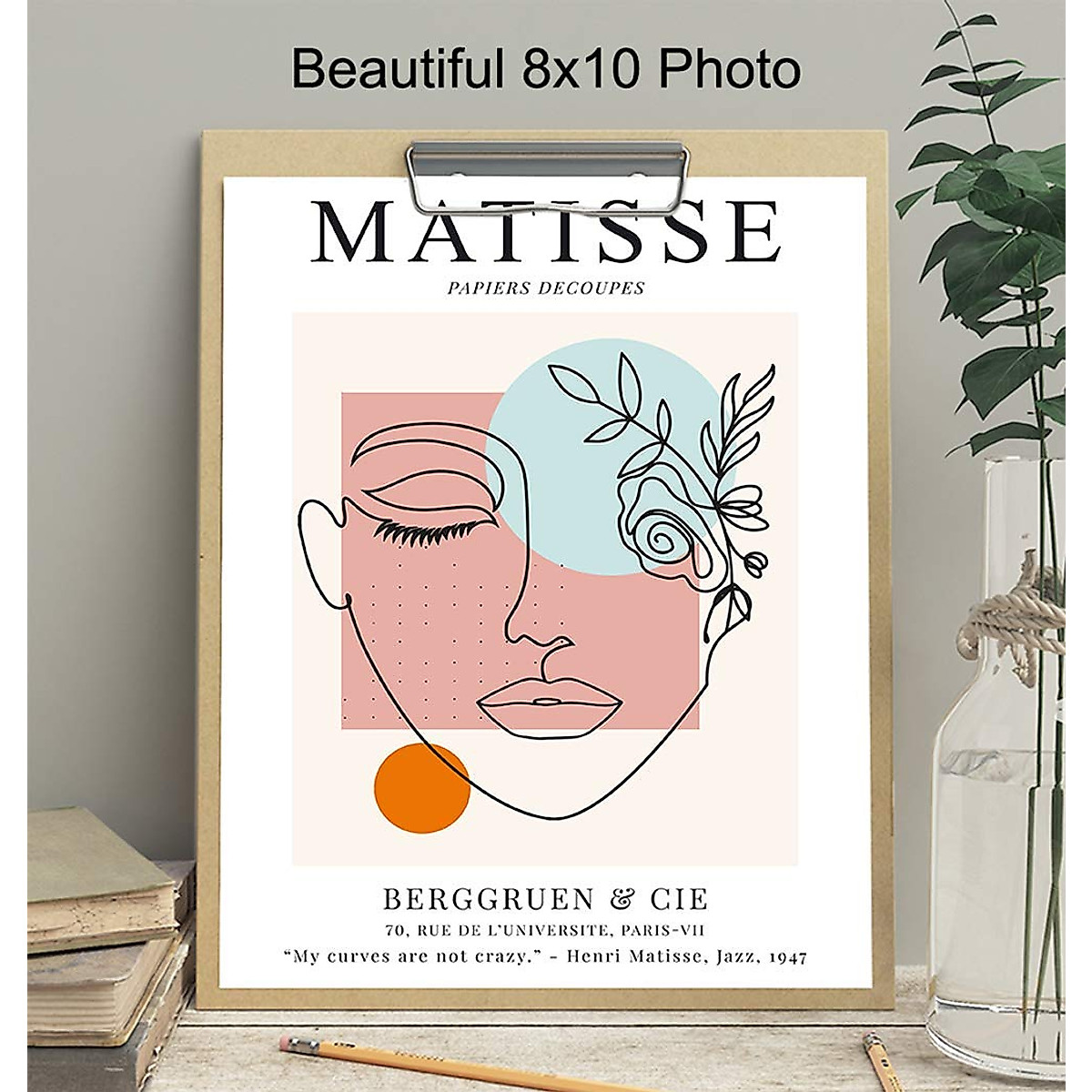 Matisse Wall Art - 8x10 Matisse Poster - Matisse Print - Line Art Decor - Minimalist Wall Art - Abstract Art - Aesthetic Pictures - Mid Century Modern Wall Art - Henri Matisse - Minimal Wall Art