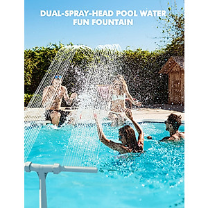 Pool Fountain for Above and In-Ground Pools, Adjustable Dual Spray Waterfall Sprinkler Cooler for Pool, Swimming Pool Spa Water Fountain, High-Pressure Pool Spray Fountain