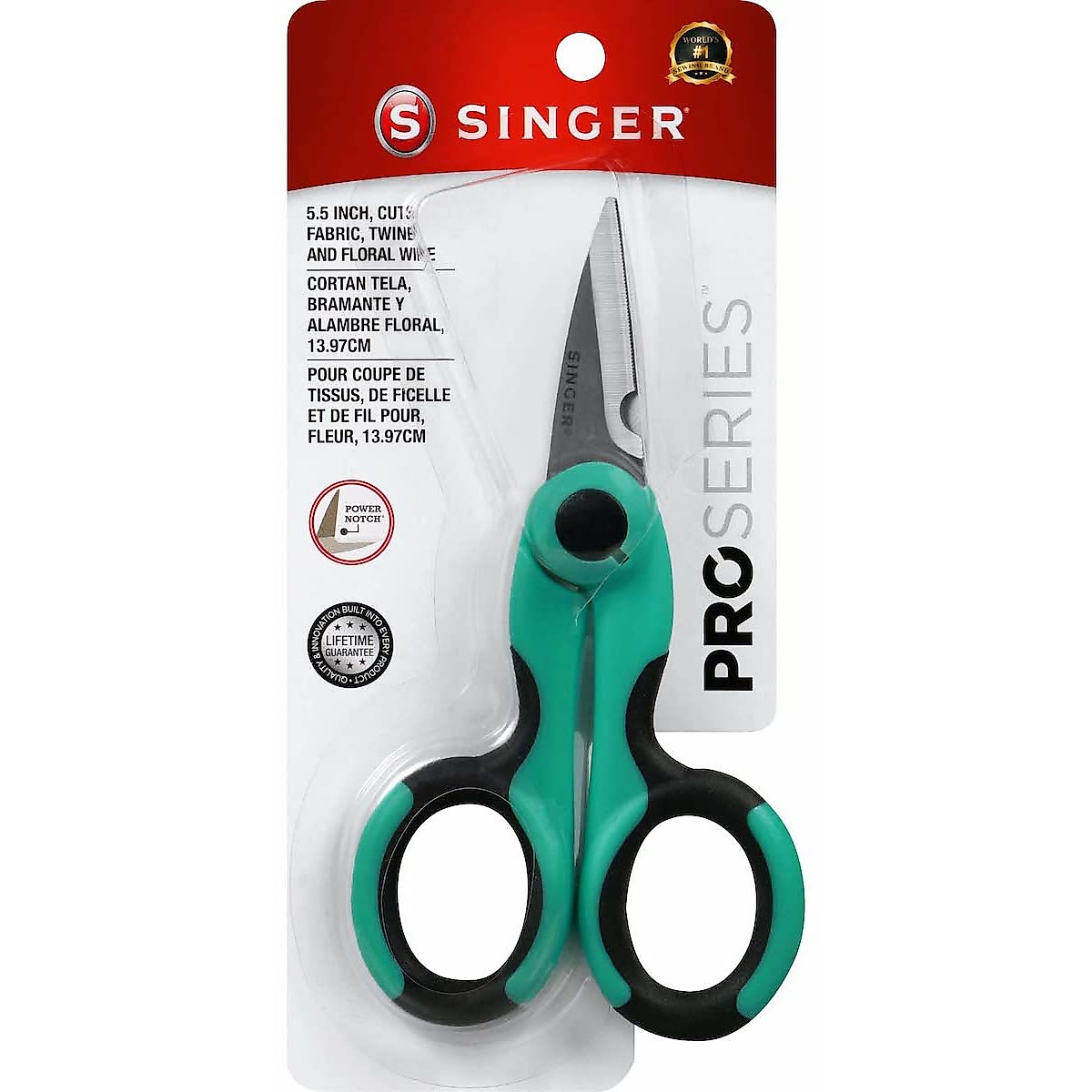 SINGER 00558 5-1/2-Inch ProSeries Heavy Duty Scissors with Power Notch , Teal