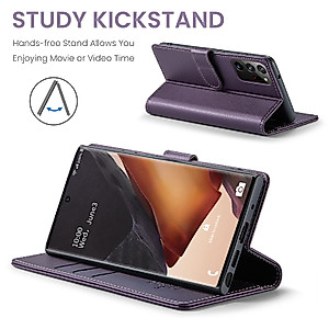 FLIPALM for Samsung Galaxy Note 20 Ultra 5G Wallet Case with RFID Blocking Credit Card Holder, PU Leather Flip Kickstand Shockproof Cover for Women Men (Purple)
