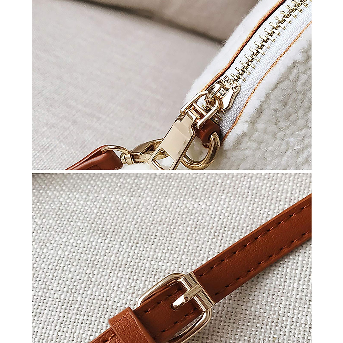 QZUnique Rabbit Shape Handbag Women's Lovely Plush Toy Crossbody Bag Rope Strap Shoulder Bag