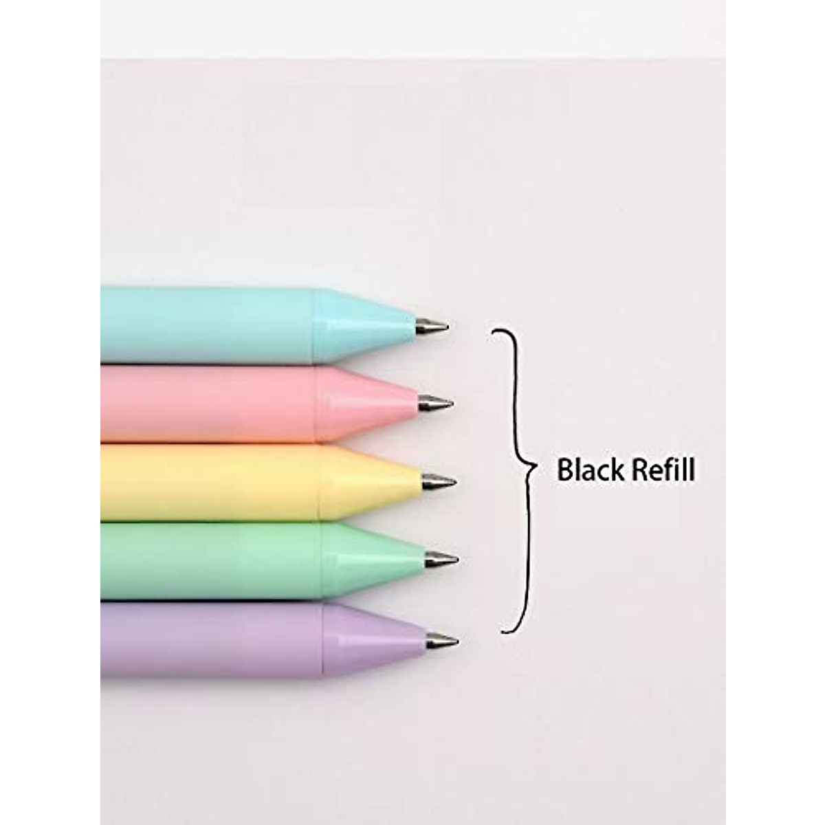 Lanxivi Kaco Pure Retractable Gel Ink Pens, Black Ink Refills 0.5mm Extra Fine Point 5-Pack, Macarons Color Barrel