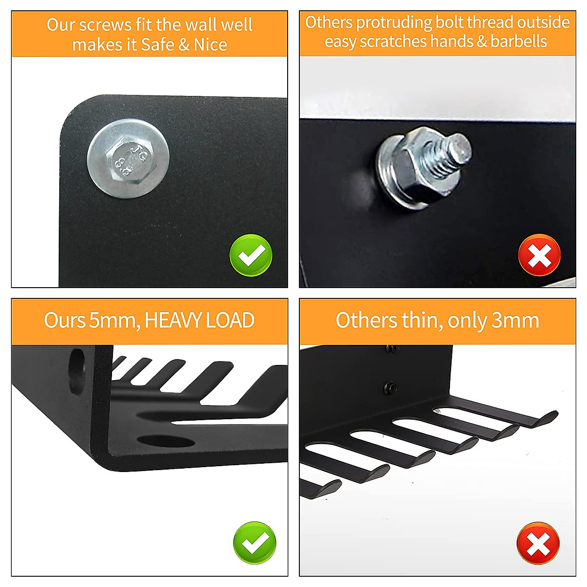 Vehcarc Home Gym Storage, Heavy-Duty Barbell Holder, Barbell Storage for Olympic Barbell, Gym Accessories Kettlebells Weight Bar Workout Rack Equipment Fitness Foam Roller Jump Rope Resistance Band