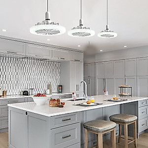 YHPOYLP 10Inch Enclosed Ceiling Fan with Light,Socket Fan Light Enclosed Ceiling Fans with Lights and Remote, 10'' Mini Bladeless Ceiling Fan with Light, for Kitchen Bathroom