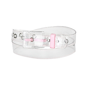 Allegra K Womens Grommet Clear Waist Belt Plus Size Plastic Waist Belts for Jeans Dresses 66-96cm/25.98-37.80" Pink